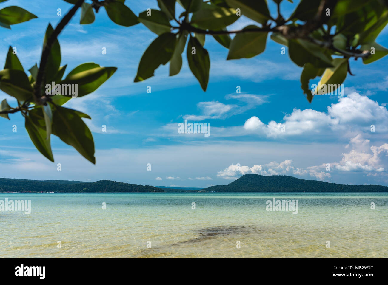 Tropical landscape of Koh Rong Samloem island with clear turquoise ...