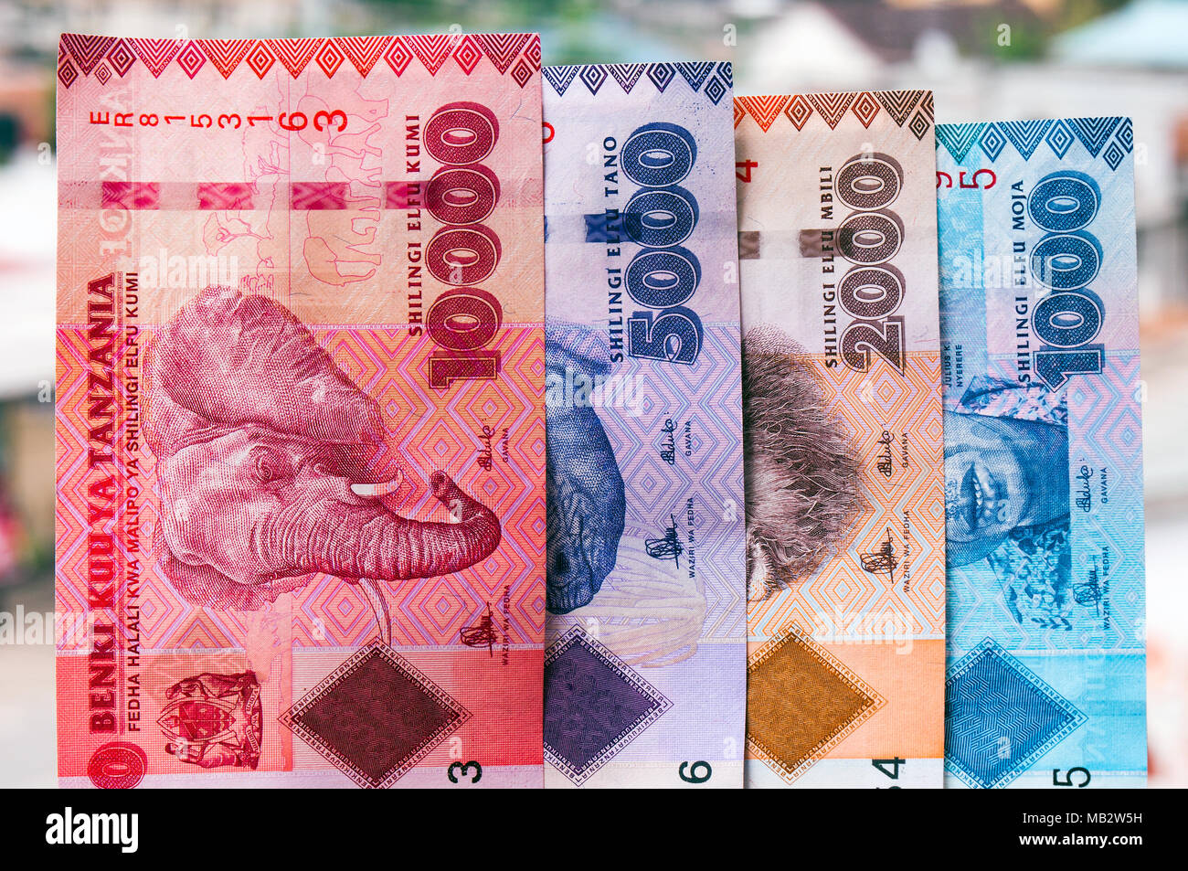 The Four Available Banknotes From Tanzania In The Denonmination Of The Four Available Banknotes From Tanzania In The Denonmination Of
