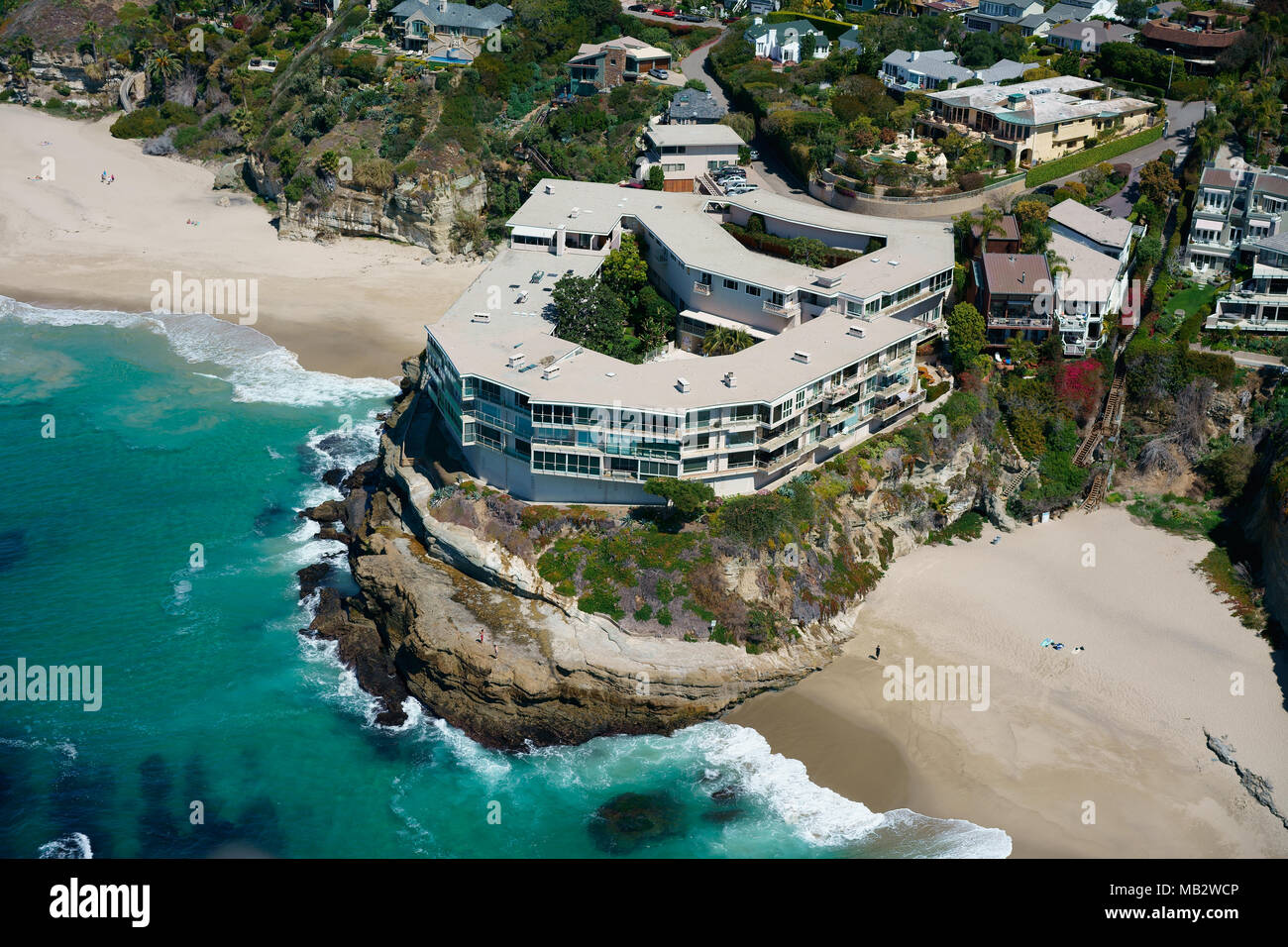 AERIAL VIEW. Cliff dwelling around Table Rock Beach. Laguna Beach ...