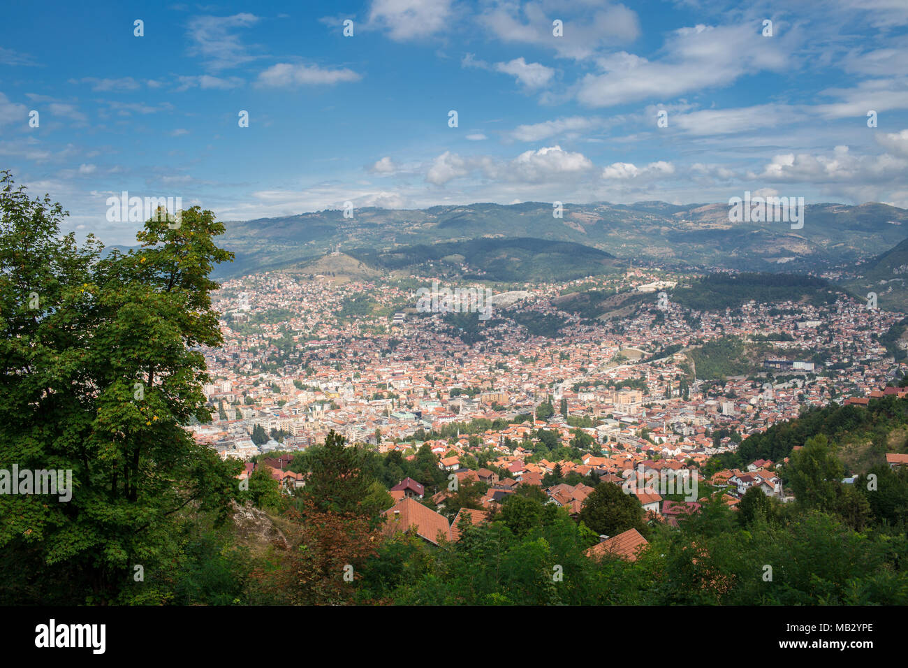 Panoramic aerial view of Sarajevo the capital of Bosnia and Herzegovina ...