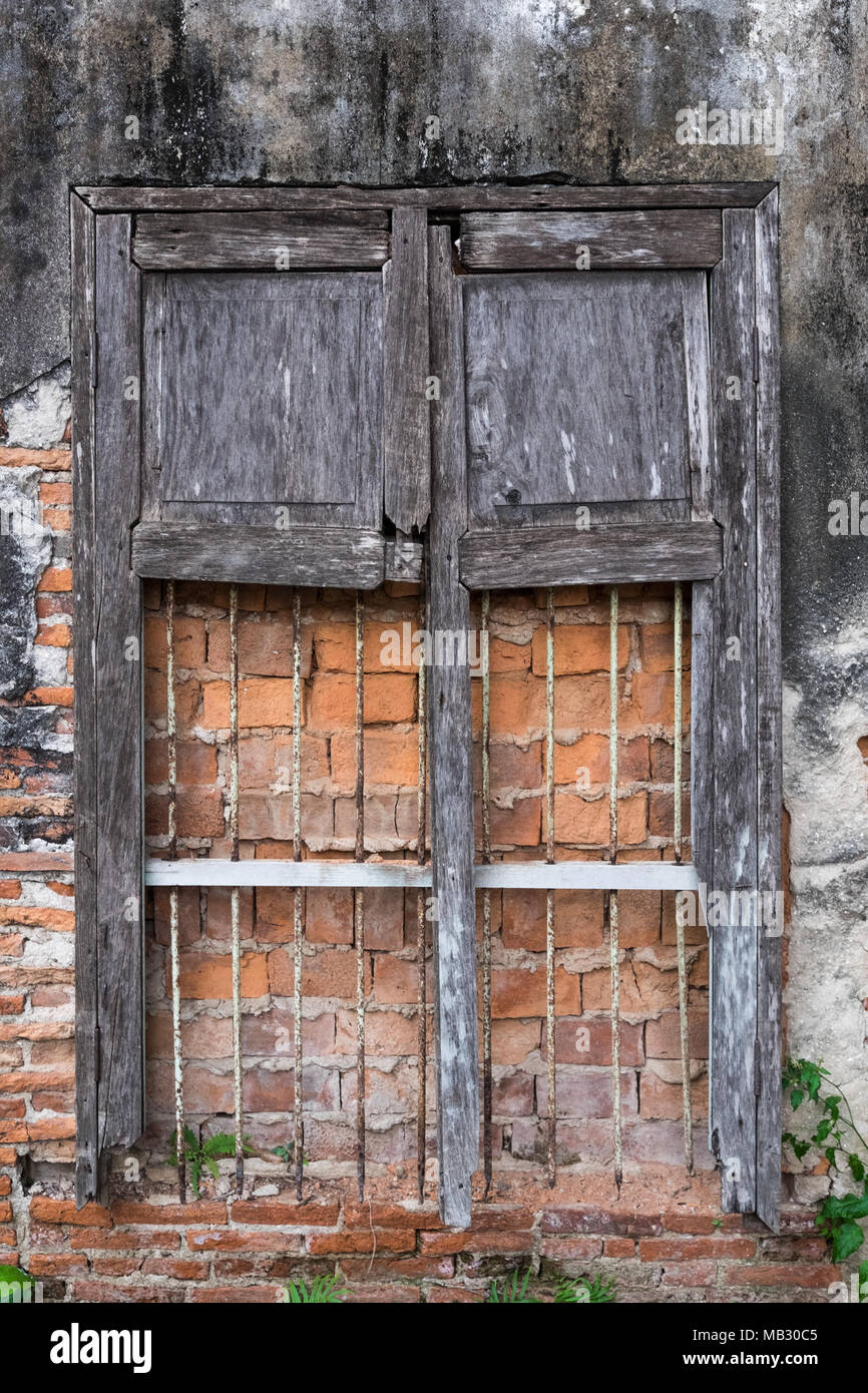 Cracked and decayed brick stucco wall texture background with old ...
