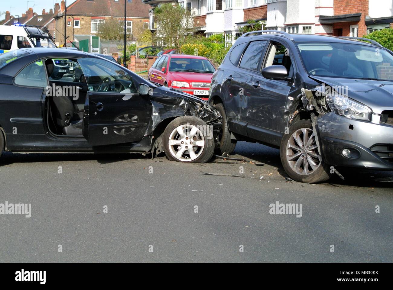 Vehicle damaged in road traffic accident Stock Photo - Alamy
