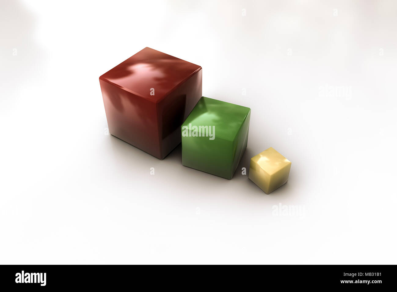 3d illustration of colored cubes isolated on white background Stock ...
