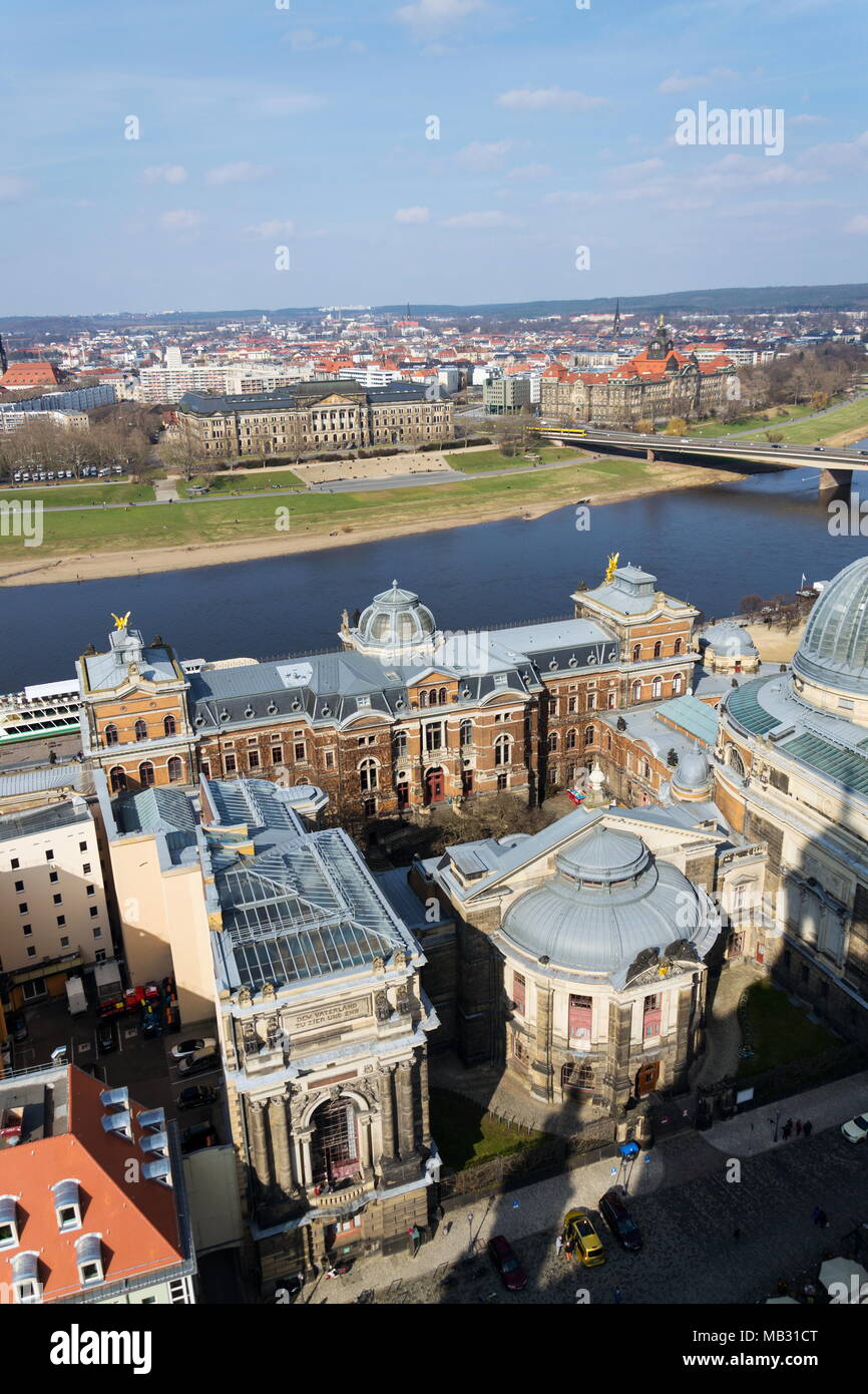 Dresden aerial view, river Elbe and Academy of fine arts Stock Photo ...