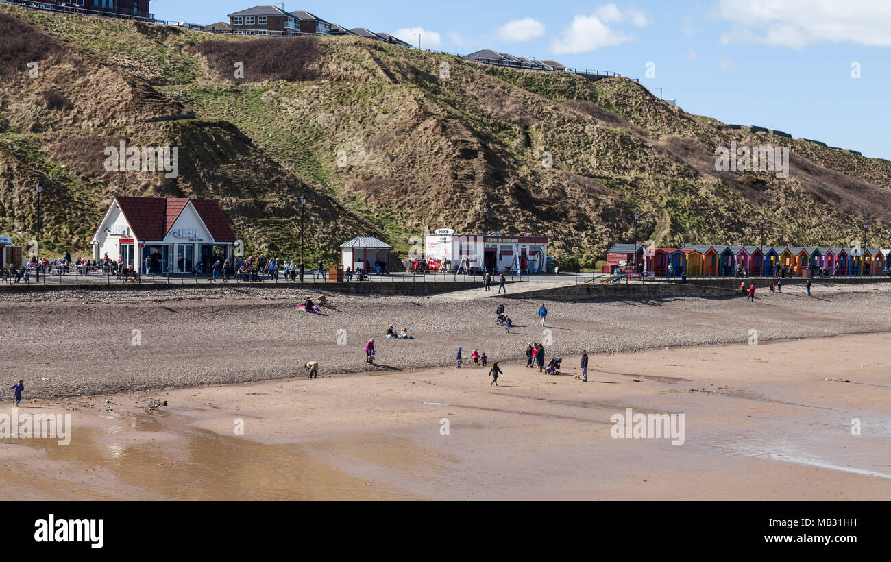 Saltburn by the sea beach huts hi-res stock photography and images - Alamy