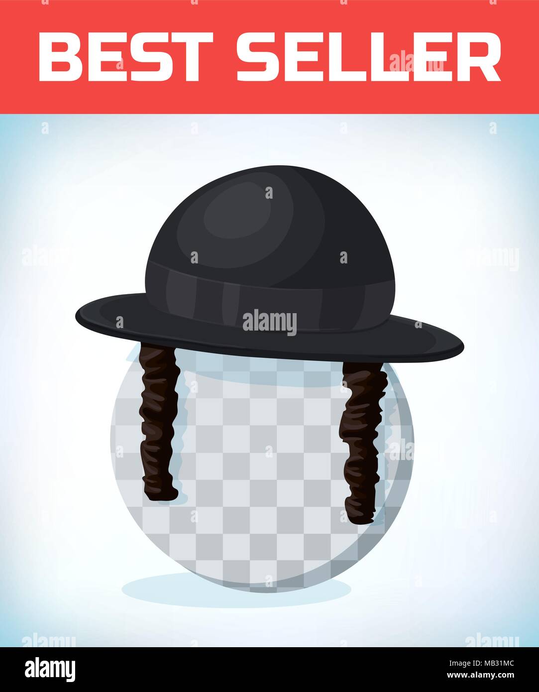 Orthodox jewish hat with sideburns. Black cylinder hat. Judaism symbols ...