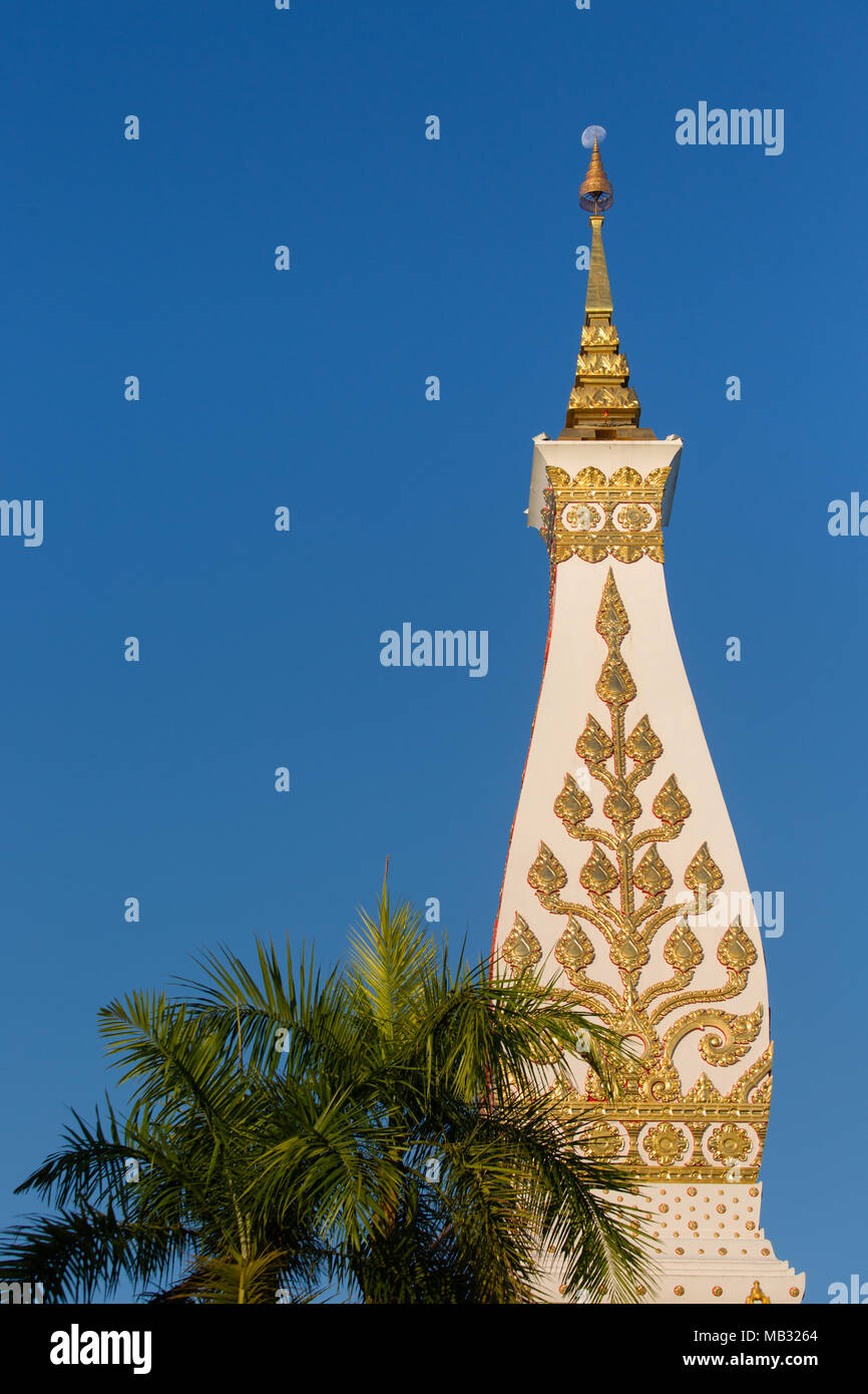 Lace of Chedi Wat Phra That Phanom decorated with golden ornaments ...