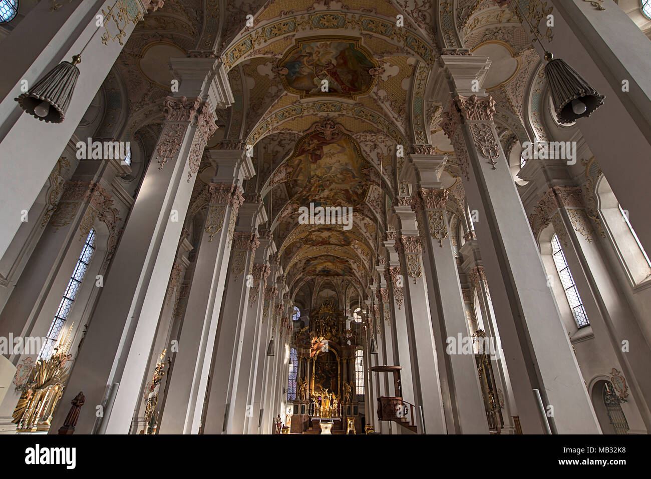Interior with high altar, Heilig-Geist-Kirche, 1724/30 baroque style ...