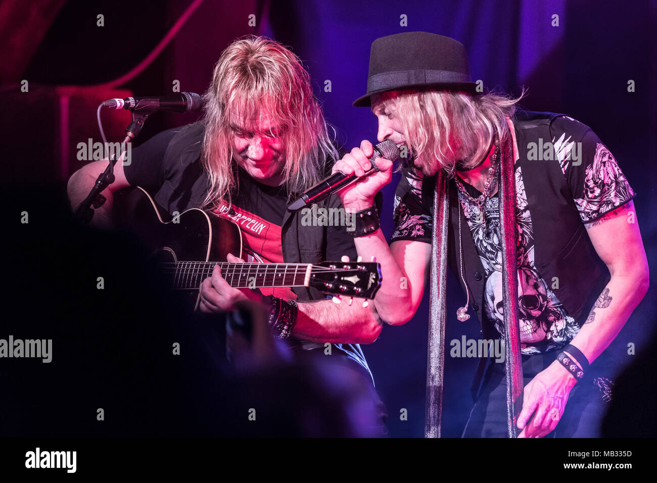 Guitarist Leo Leoni and singer Nic Maeder from the Swiss rock band ...