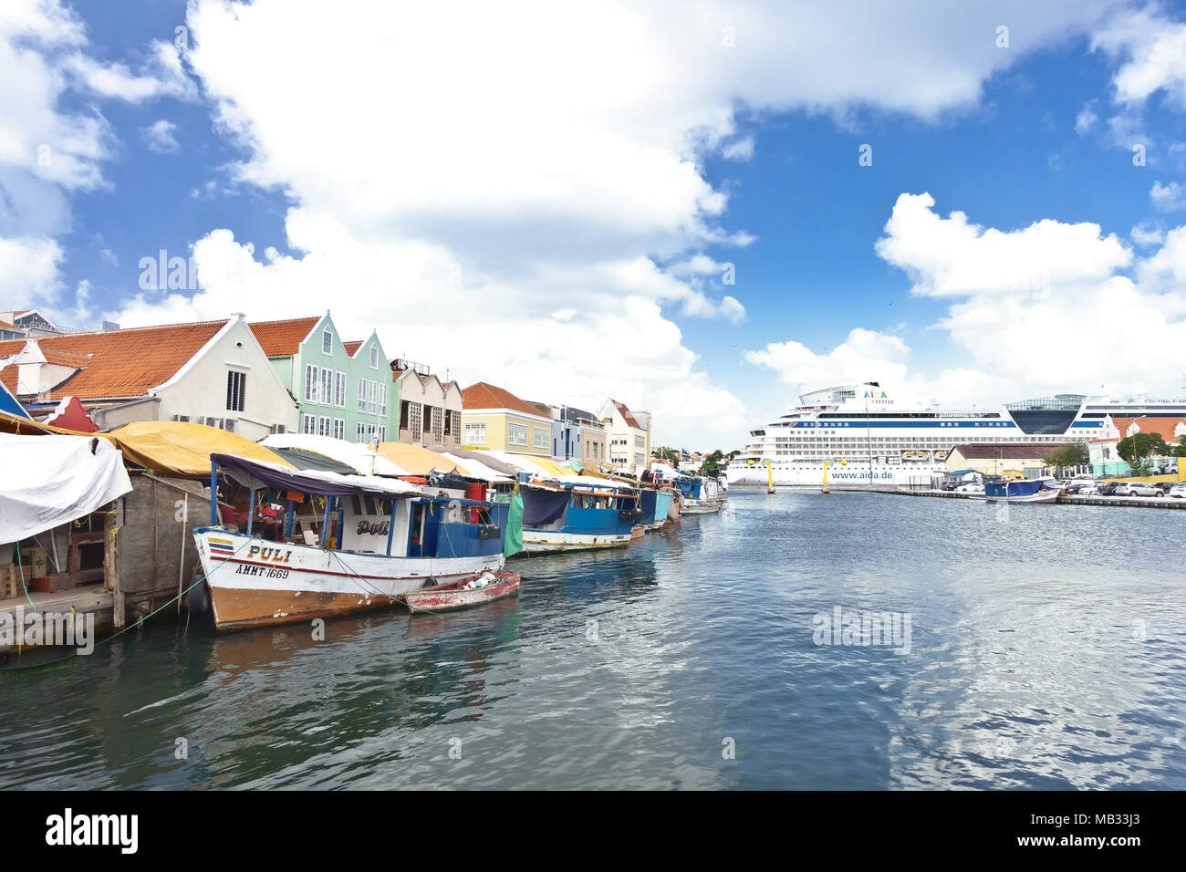 Floating Market at Sha Caprileskade waterfront view towards Sint ...