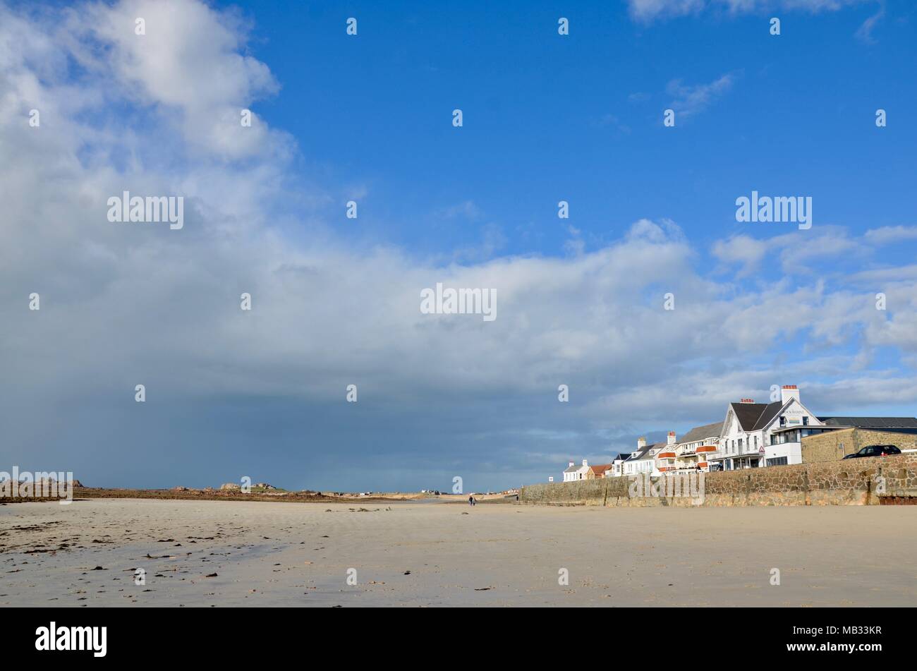 Cobo Bay and The Rockmount Restaurant, Guernsey, Channel Islands, UK ...