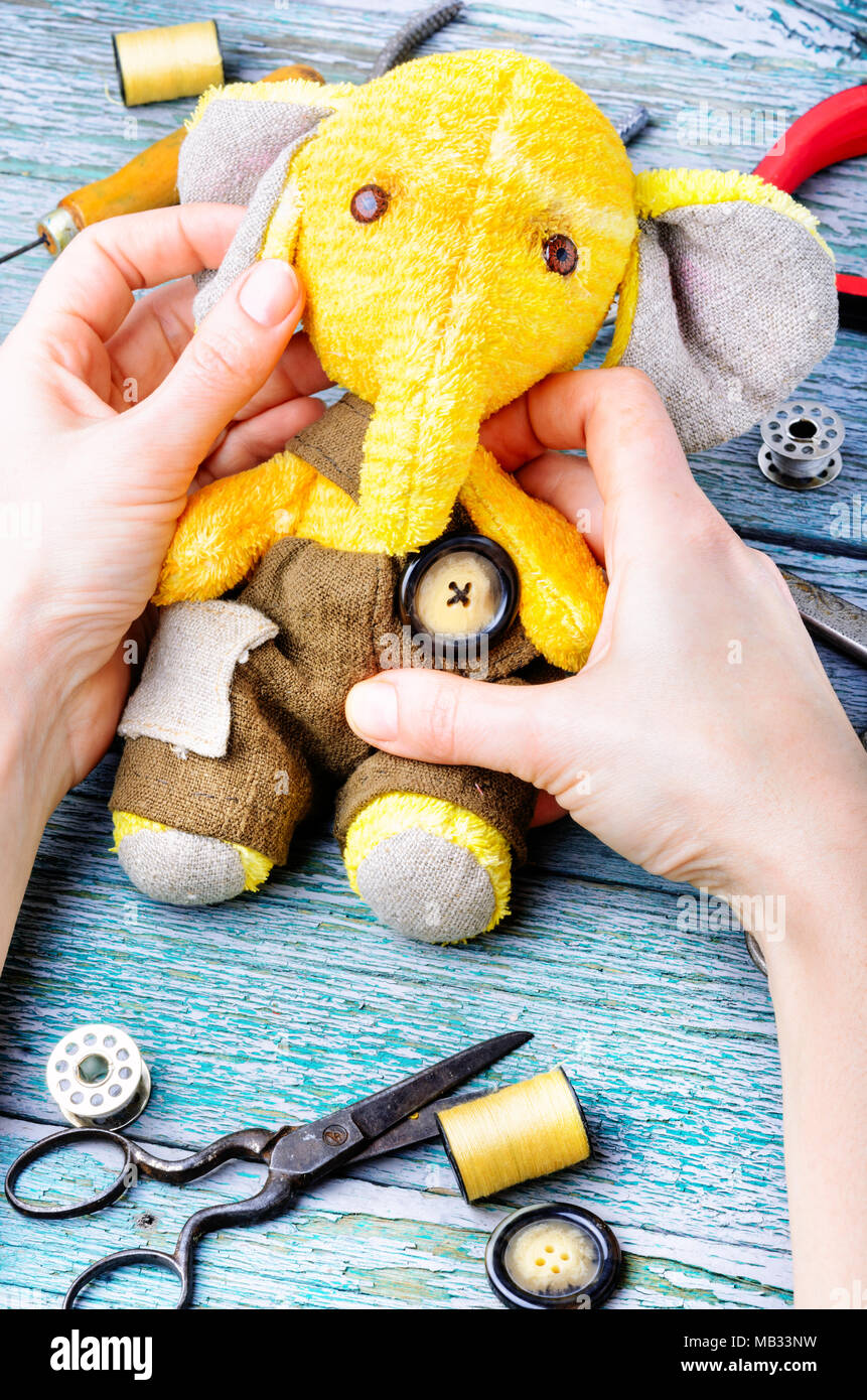 Process of making a soft elephant toy and working tool Stock Photo - Alamy