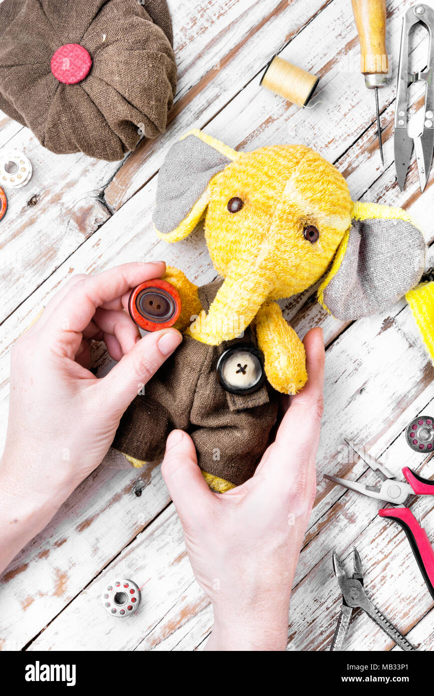 Process of making a soft elephant toy and working tool Stock Photo - Alamy