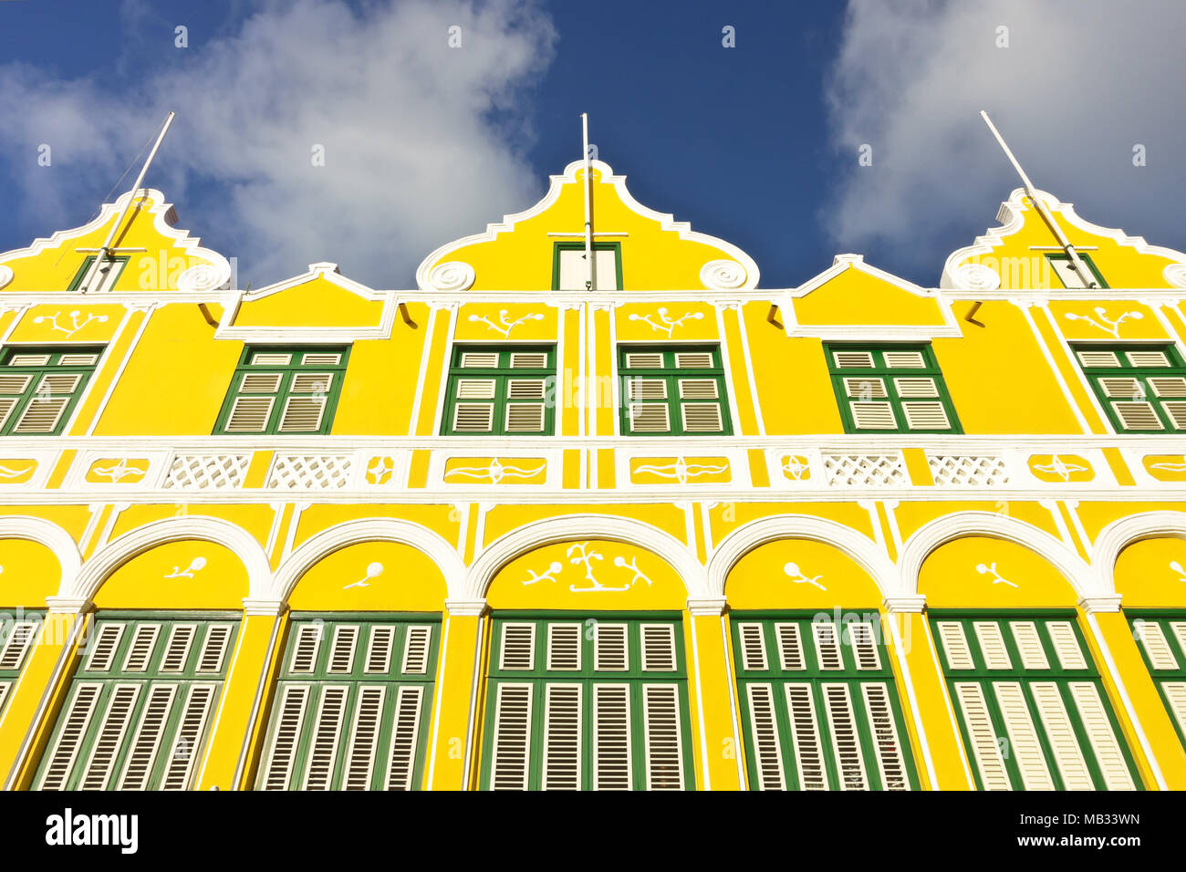 Historic Penha building in the Dutch-Caribbean colonial style, details ...