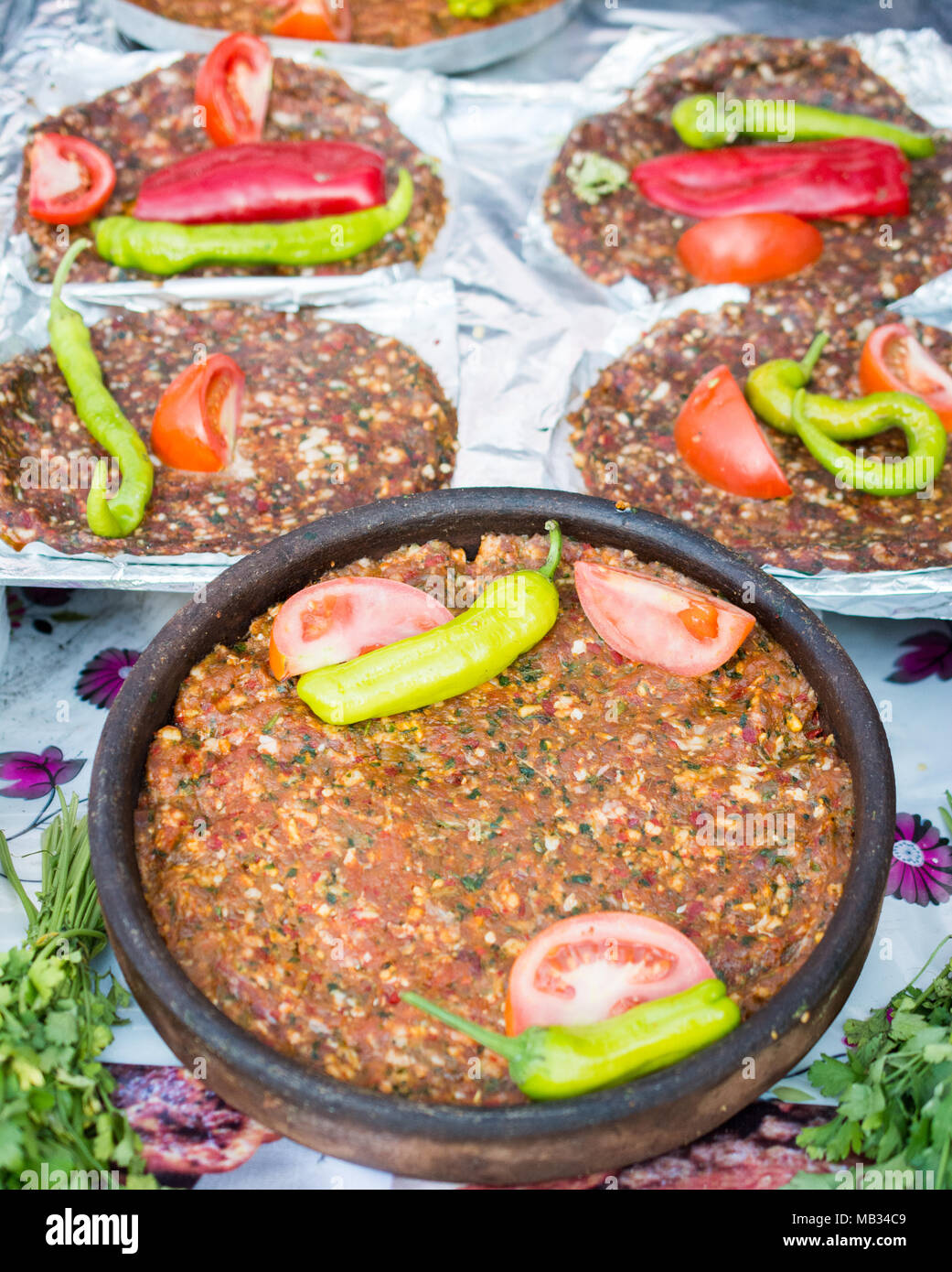 Turkish cuisine with Traditional dishes in view Stock Photo - Alamy