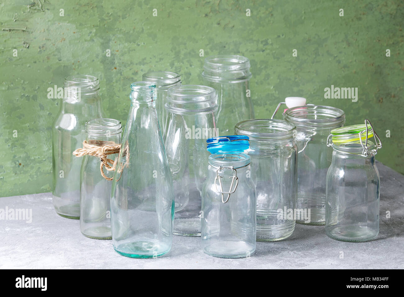 Empty glass bottles Stock Photo - Alamy