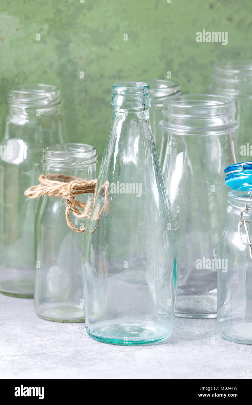 Empty glass bottles assortment hi-res stock photography and images - Alamy