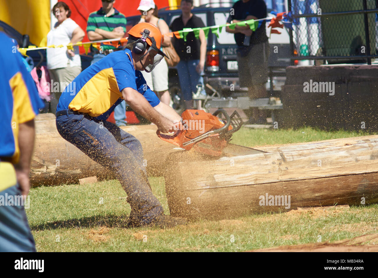 fence post splitting competition at the newcastle show nsw Stock Photo ...