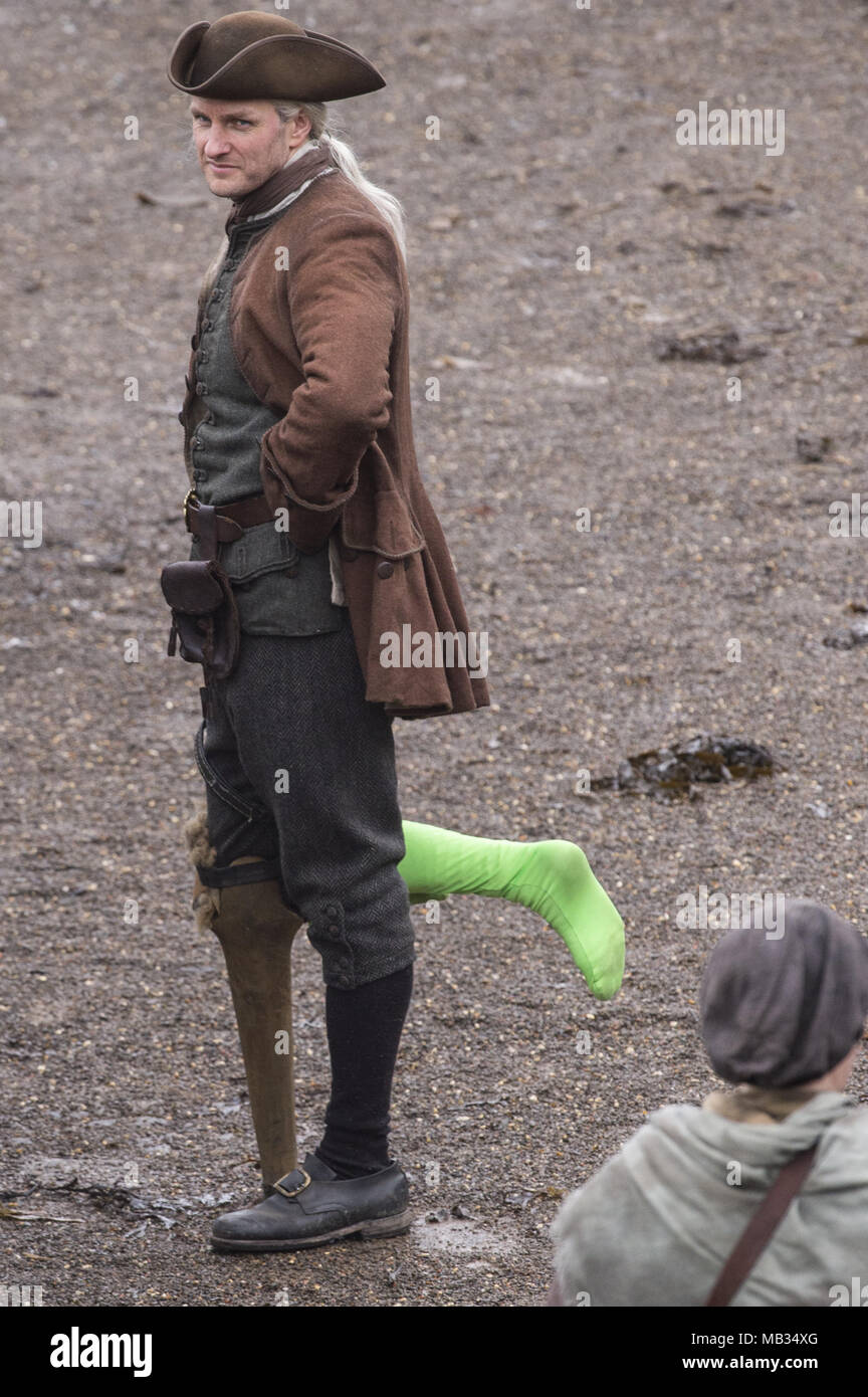 Outlander film crew and actors are spotted filming at a harbour in ...