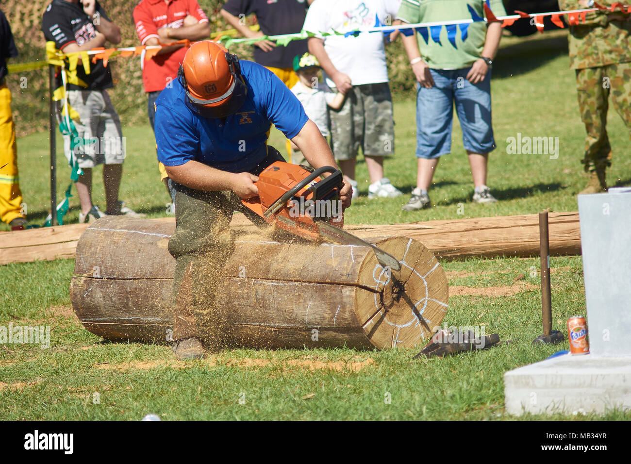 fence post splitting competition at the newcastle show nsw Stock Photo ...