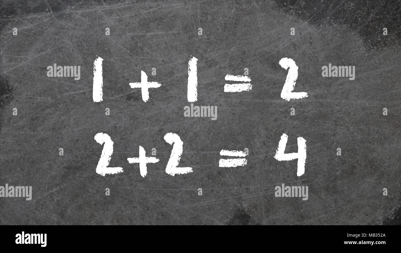 Simple addition written in chalk on blackboard Stock Photo - Alamy
