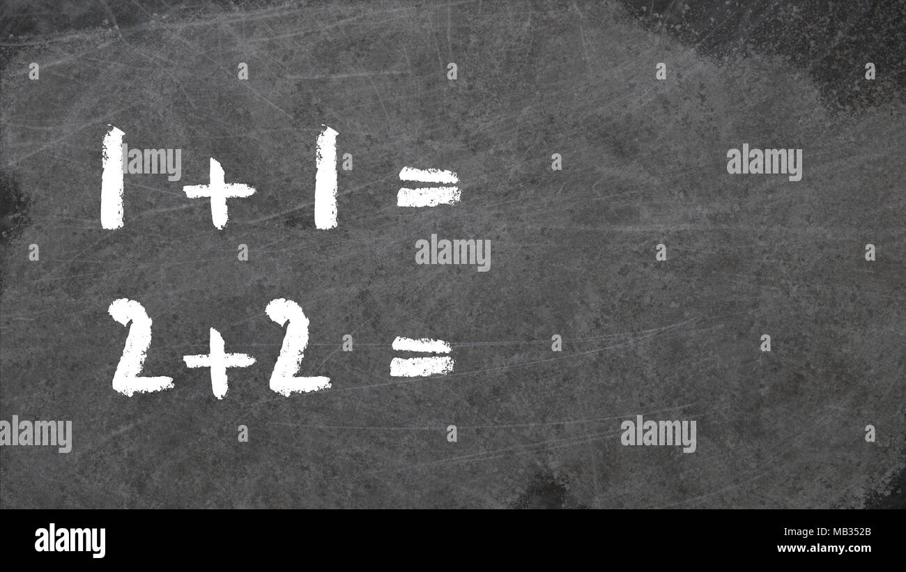Simple sum written in chalk on blackboard Stock Photo - Alamy