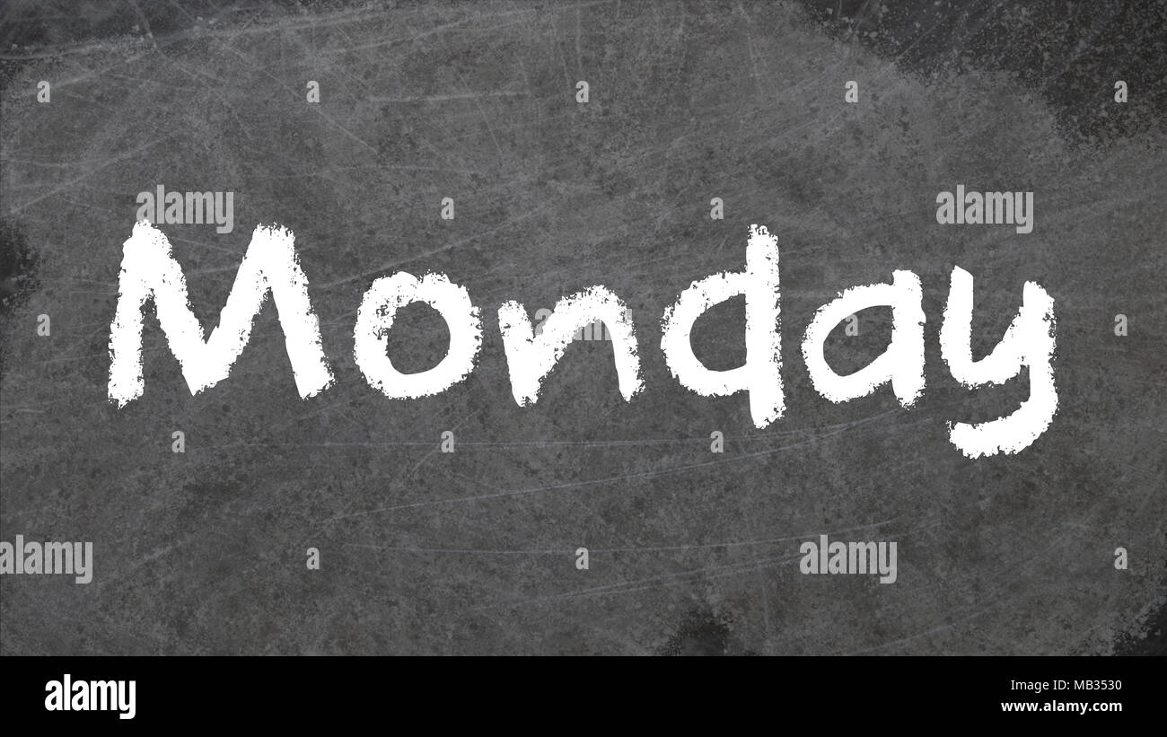 MONDAY written in chalk on blackboard Stock Photo - Alamy