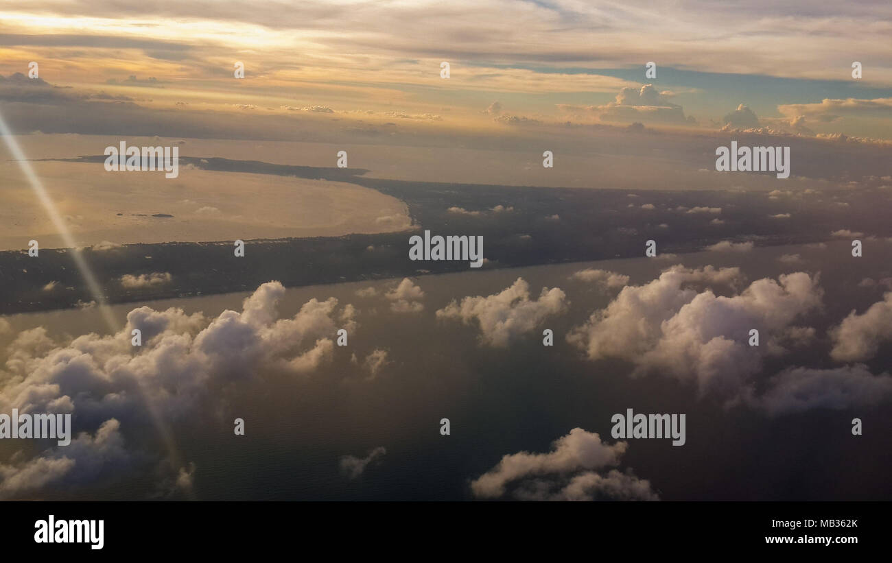 Aerial view over Songkhla lake in the southern part of Thailand at ...