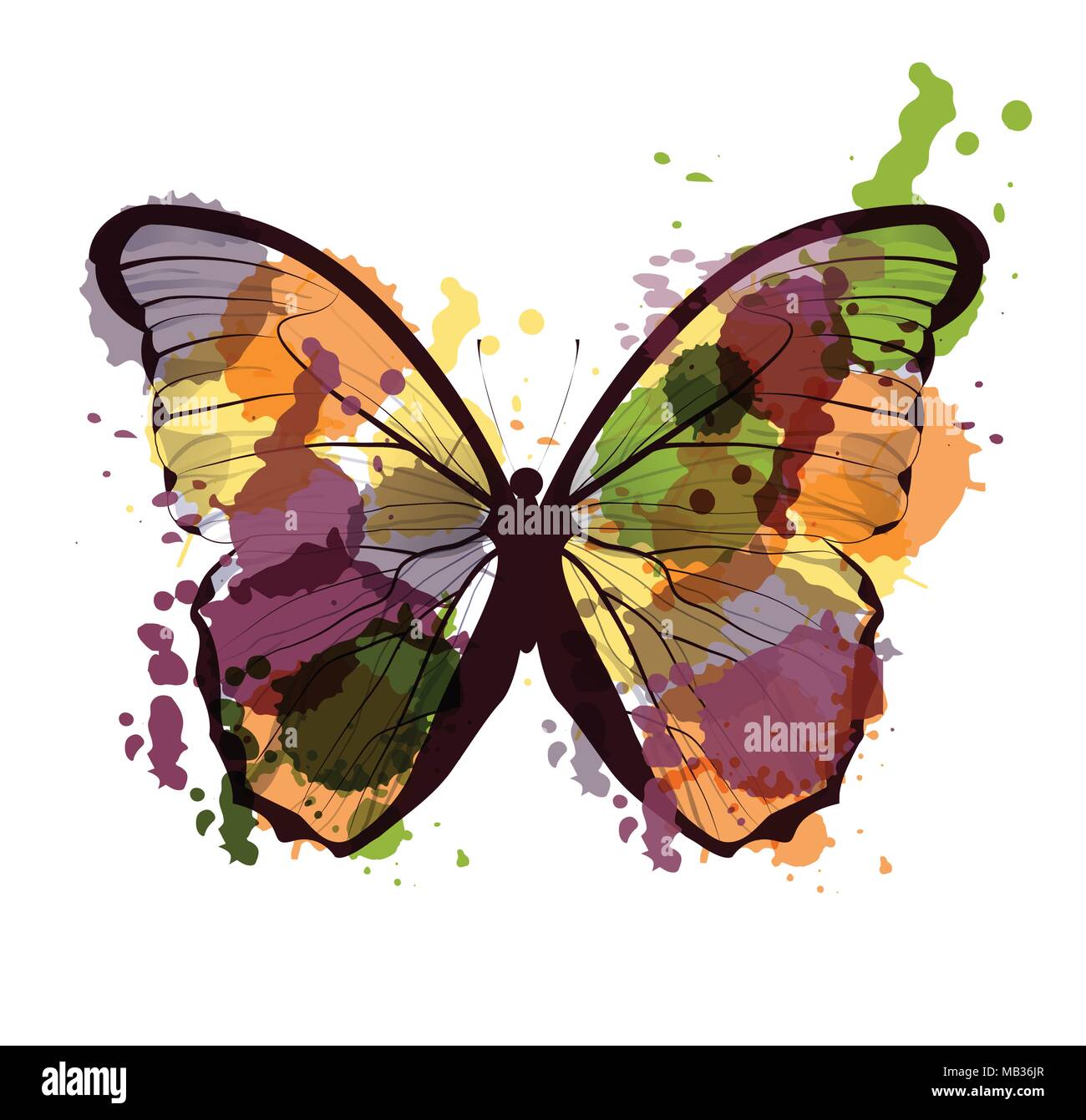 art sketched colorful butterfly symbol in vector Stock Vector Image ...