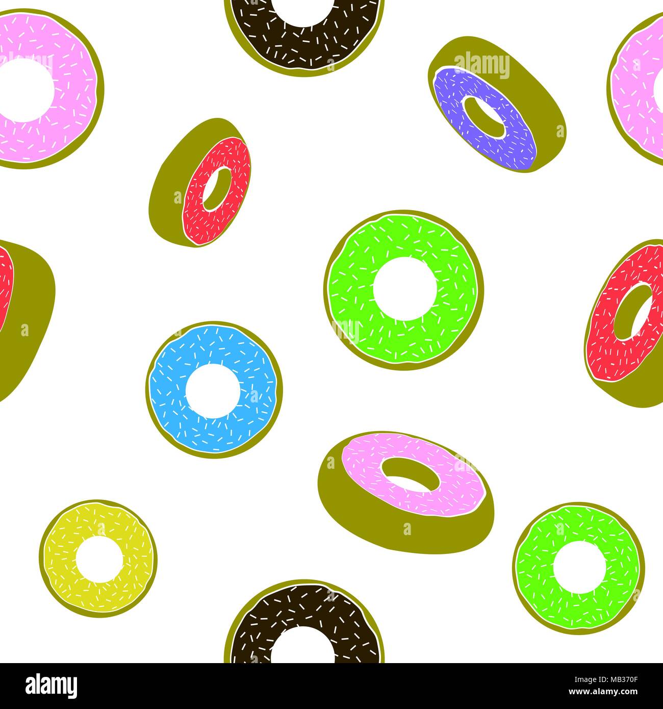 Sweet Glazed Colorful Donut Seamless Pattern. Fast Food Texture Stock ...