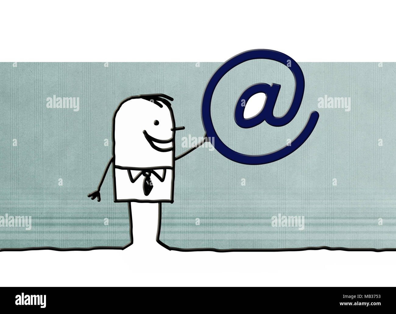 Cartoon businessman with AT sign Stock Photo - Alamy