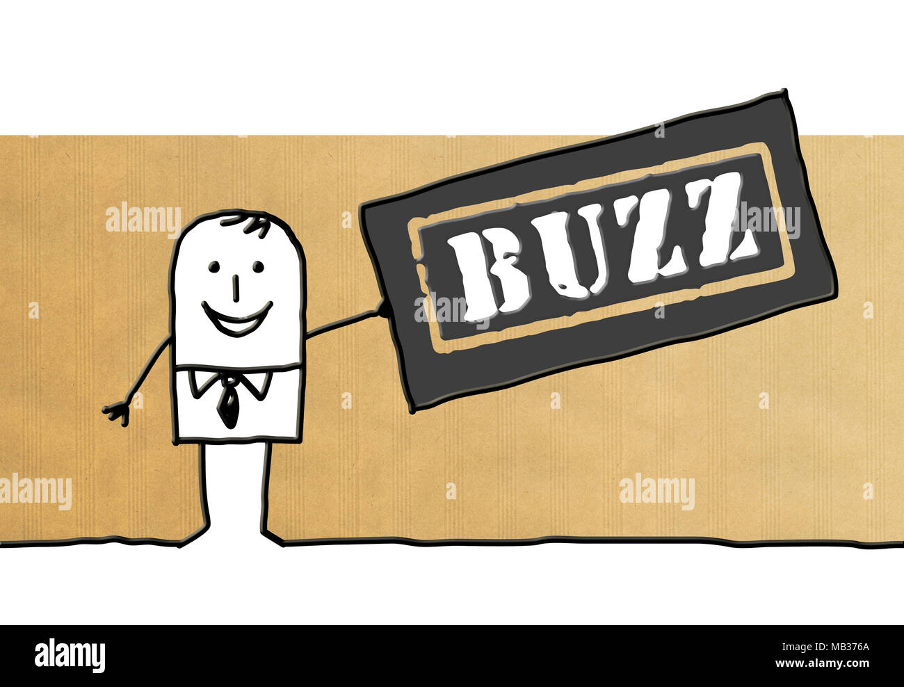Cartoon businessman with buzz sign Stock Photo - Alamy