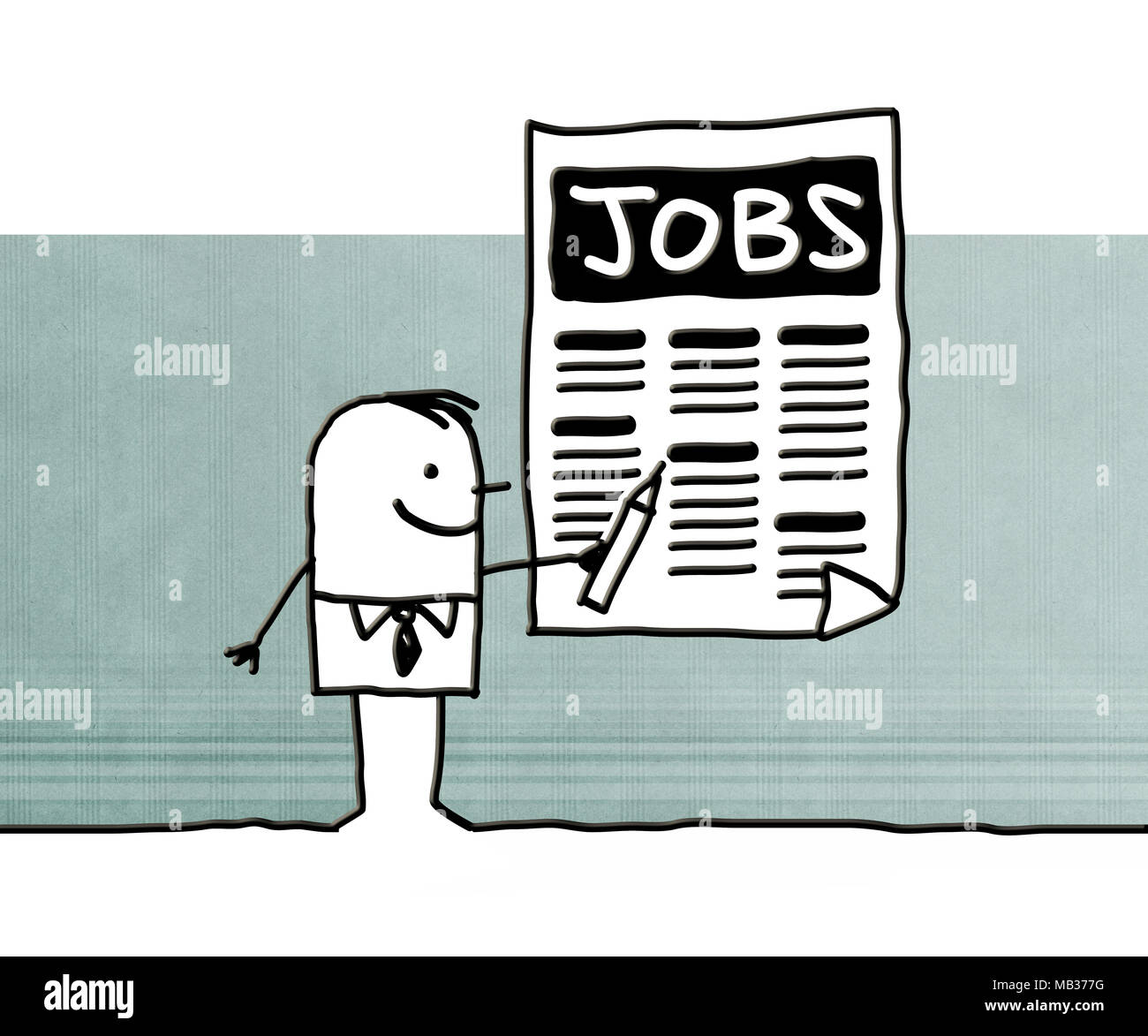 Cartoon man with jobs announces Stock Photo - Alamy