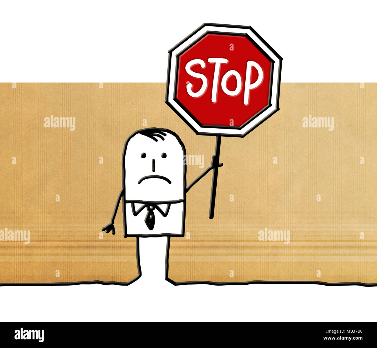 Cartoon man with STOP sign Stock Photo - Alamy