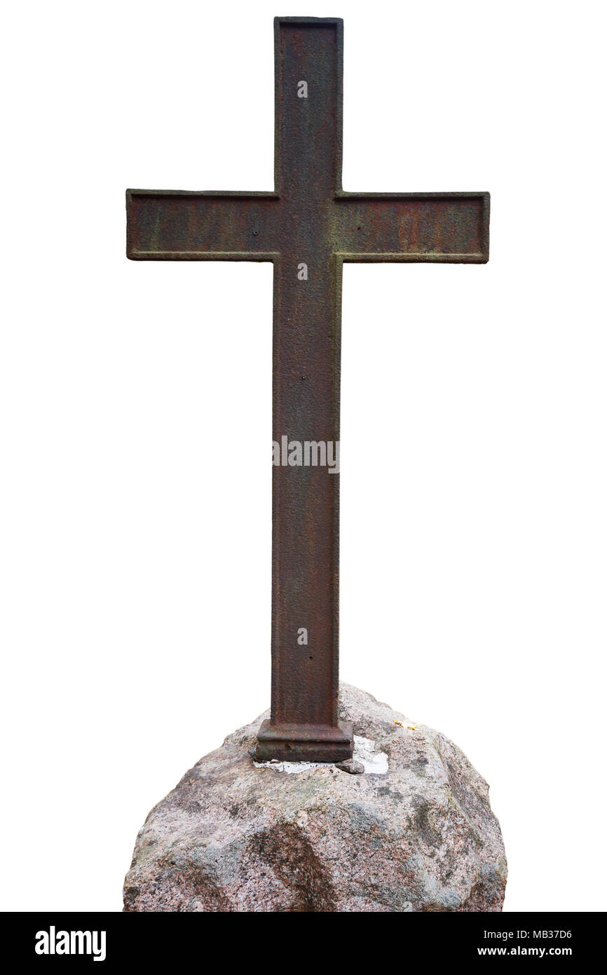 Old metal cross isolated on white background Stock Photo - Alamy