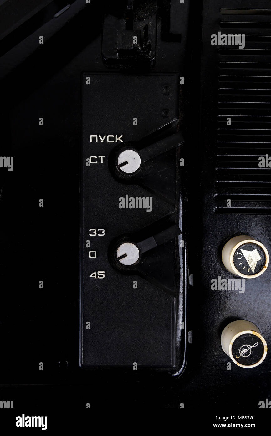 Control panel of vintage soviet suitcase turntable. Closeup image Stock ...