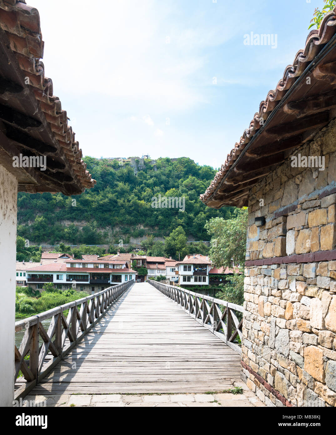 Foot bridge across the Yantra River in Veliko Tarnovo, Bulgaria Stock ...