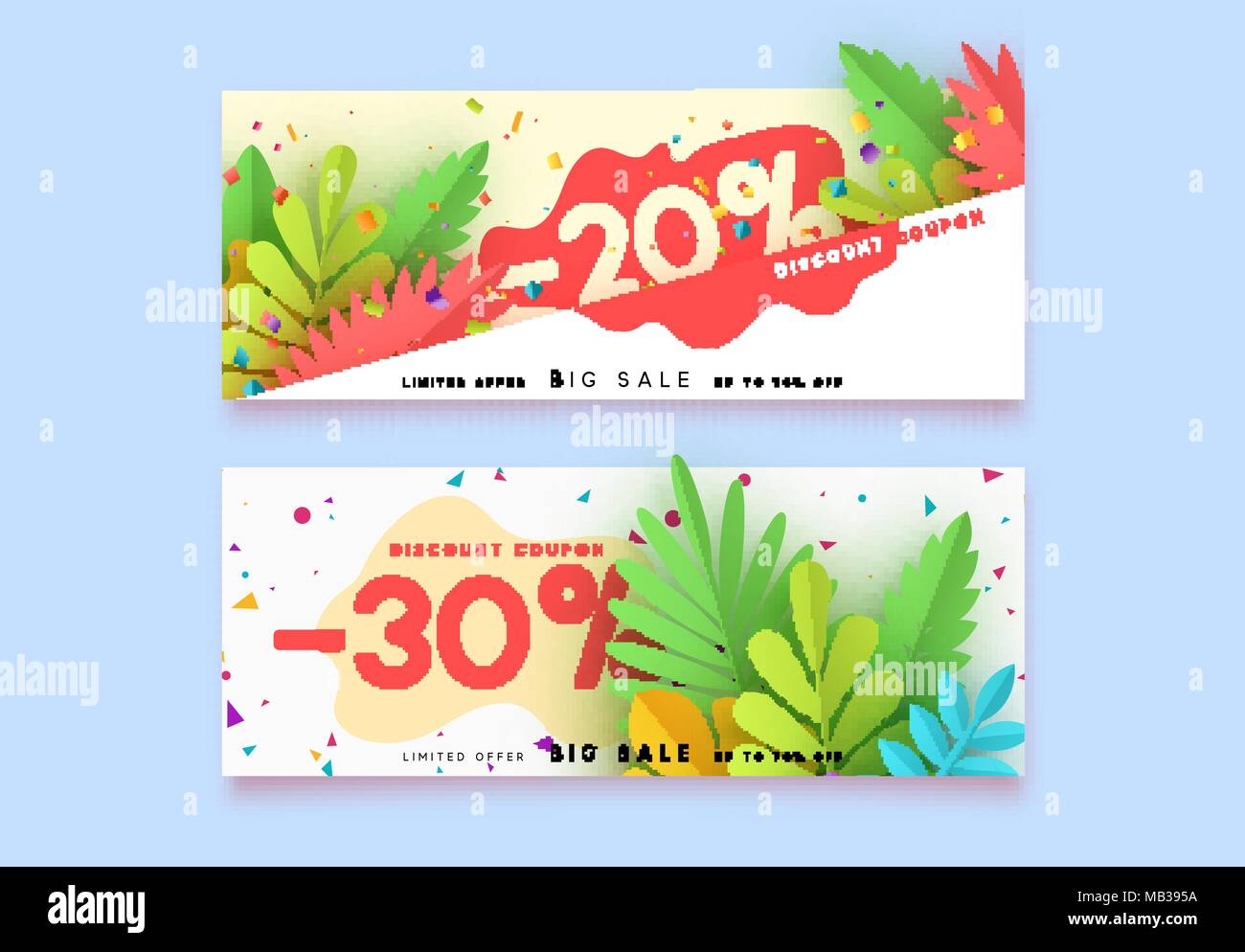 Horizontal sale banner border. Discount coupon cards, headers website ...