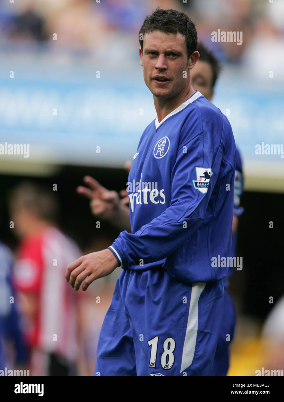 Wayne Bridge during his time playing for Chelsea FC in Chelsea blue kit ...