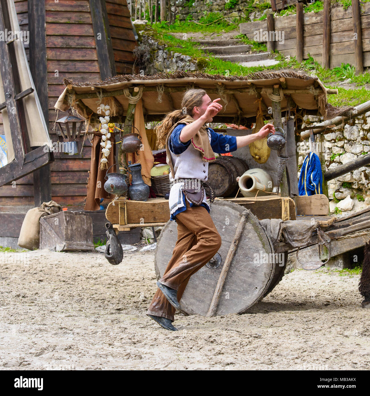 PROVINS, FRANCE - MARCH 31, 2018: Unidentified man dances during the ...