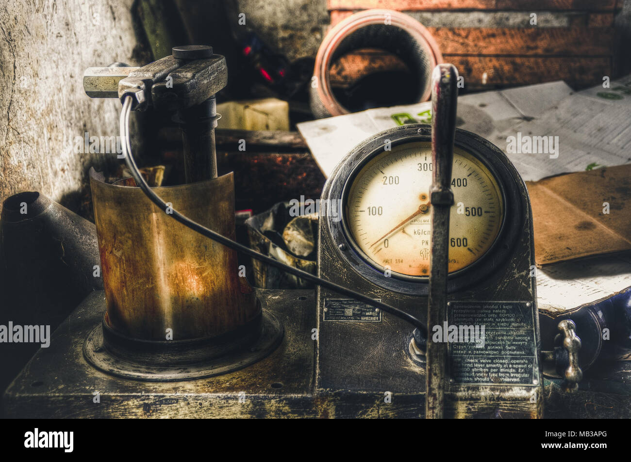 Old gas measuring clock, for testing gasoline parameters Stock Photo ...