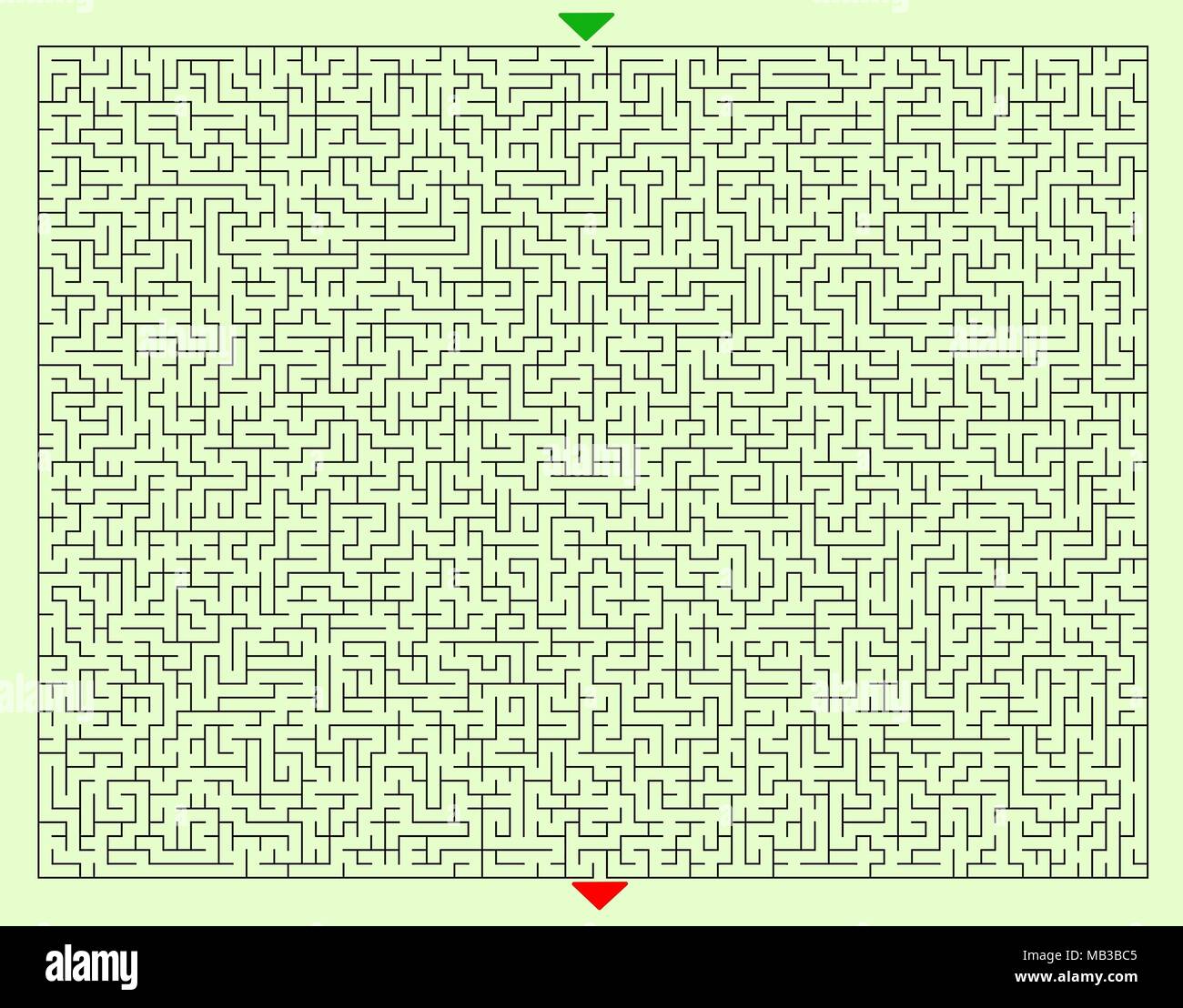 Hard Square Maze Template with Green Entry Mark and Red Exit Mark on a ...