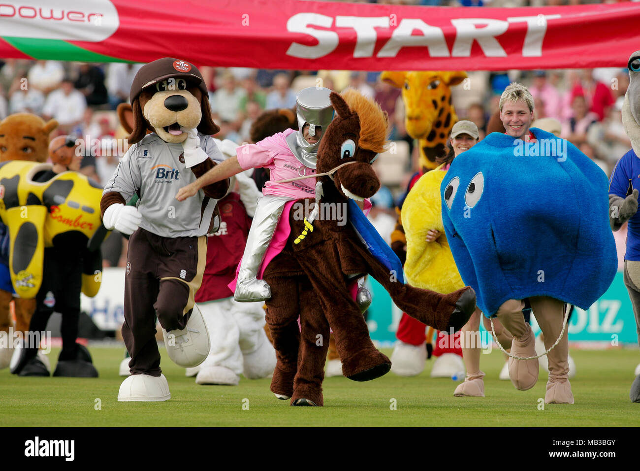 Mascot races at the 2008 Twenty20 cricket finals day Stock Photo - Alamy