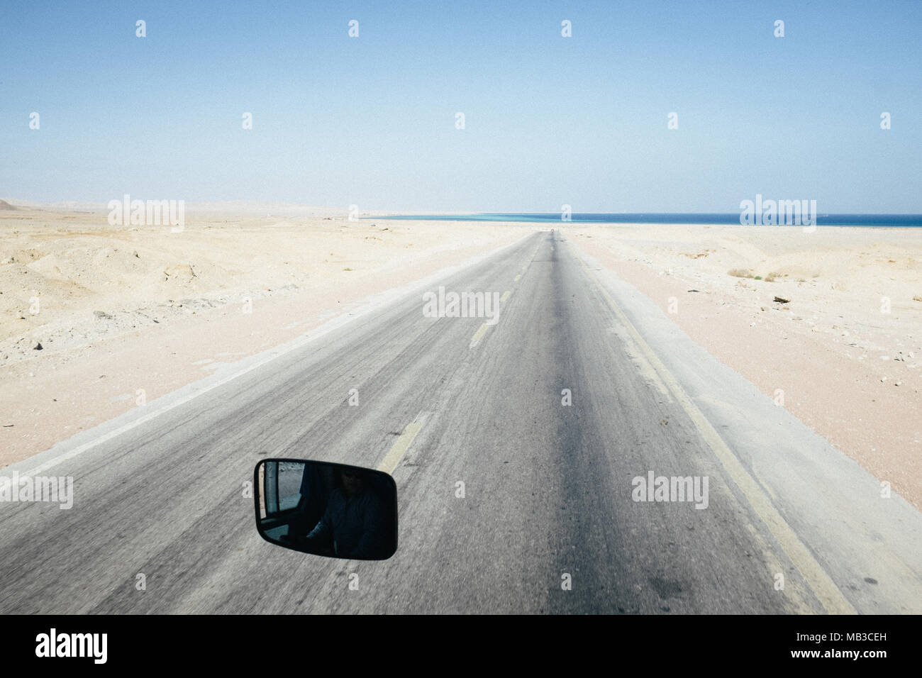 Road with a mirror between Hurghada and Cairo, Egypt Stock Photo - Alamy