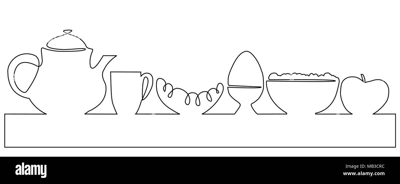 Breakfast full menu one line drawing Stock Vector Image & Art - Alamy