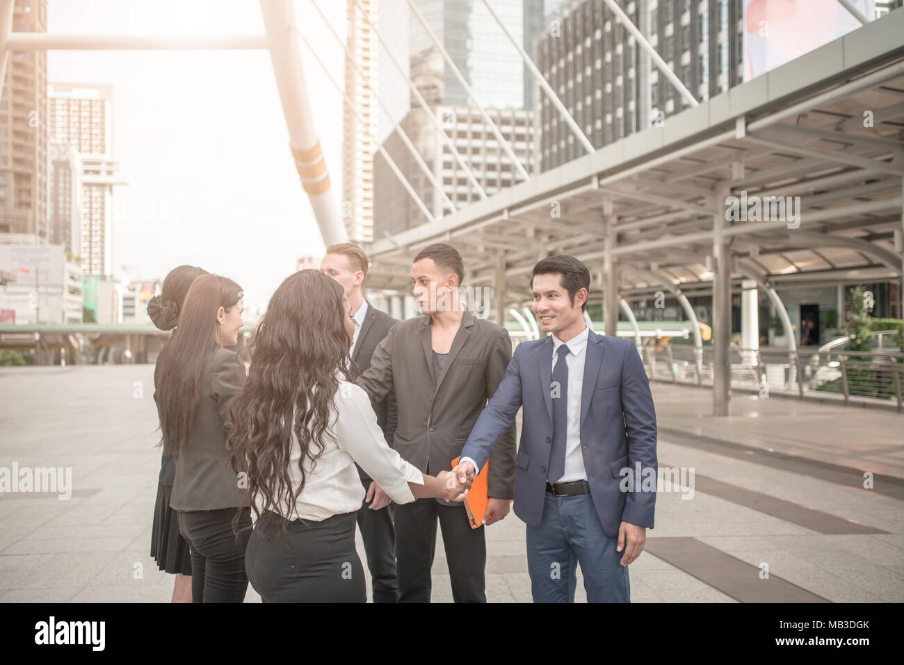 handshake of business People Colleagues Teamwork Meeting .Hold hand and ...