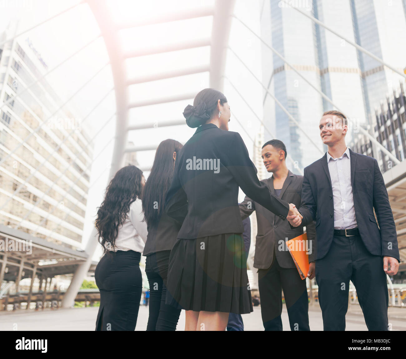 handshake of business People Colleagues Teamwork Meeting .Hold hand and ...