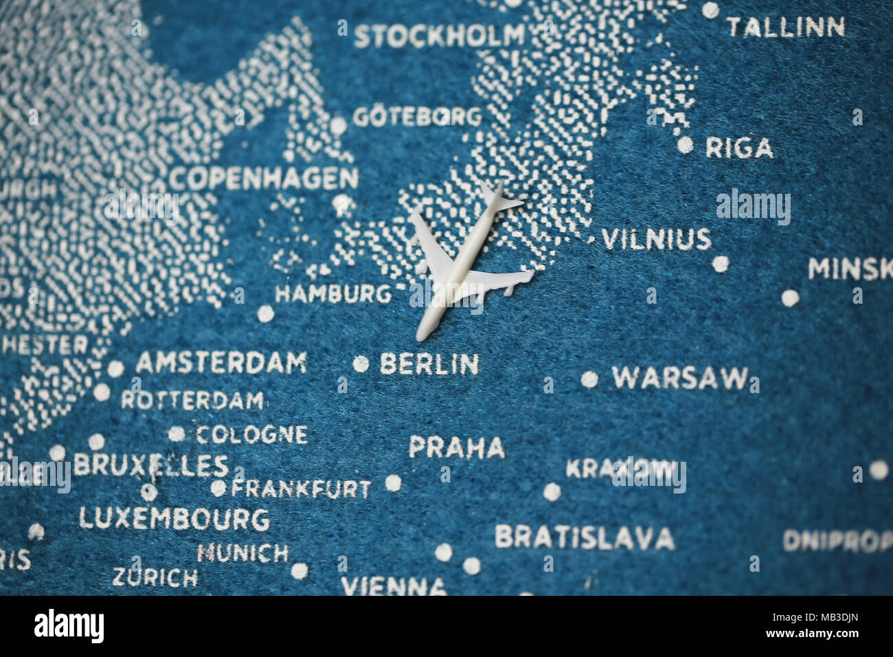 map of europe with pin and plane Stock Photo - Alamy