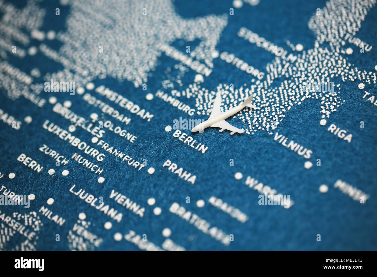 map of europe with pin and plane Stock Photo - Alamy