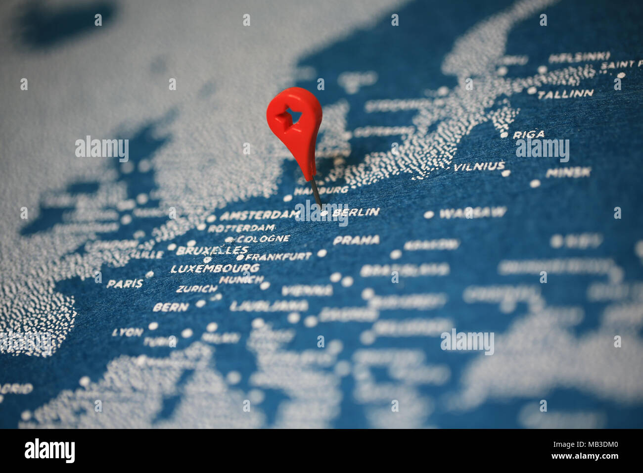 map of europe with pin and plane Stock Photo - Alamy